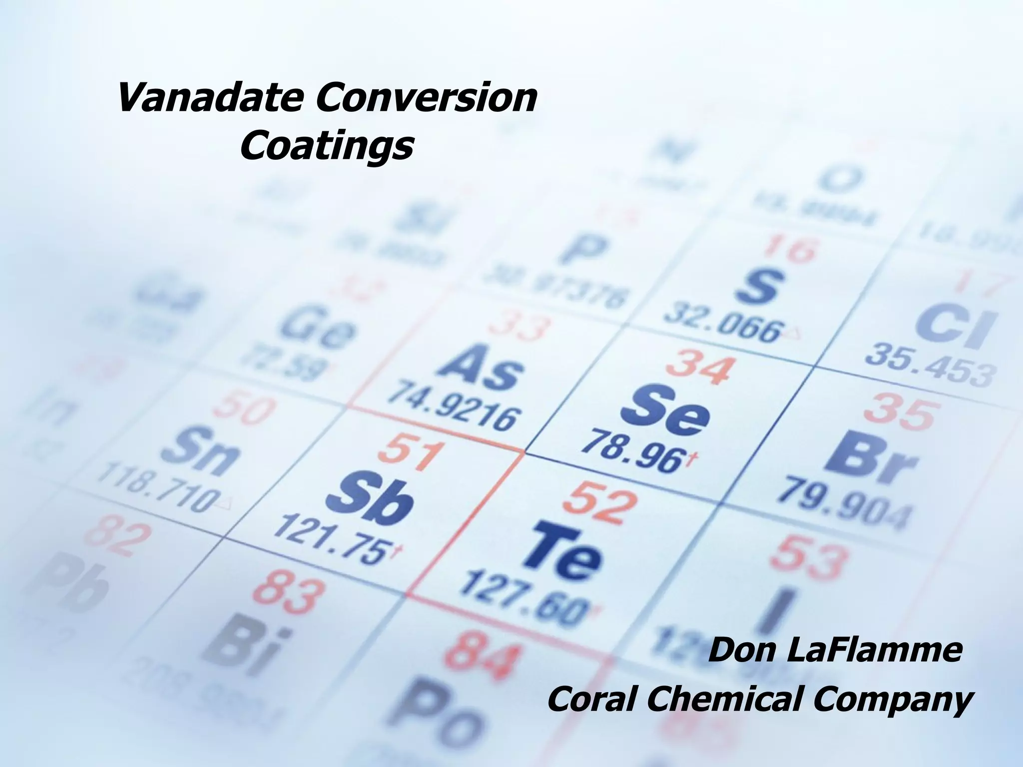 Vanadate Conversion Coatings Paint Expo | PPT