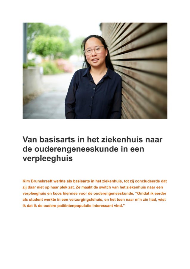 Van basisarts in het ziekenhuis naar de ouderengeneeskunde in een ...