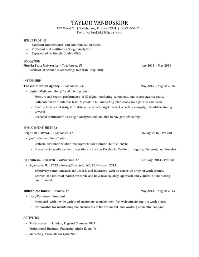 Taylor VanBuskirk's Resumé | DOCX
