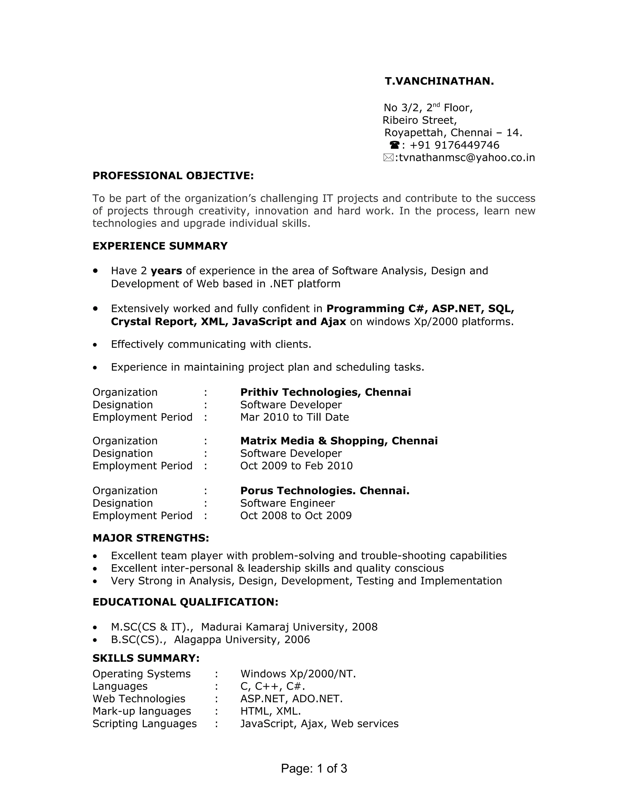 Vanchi cv | DOC