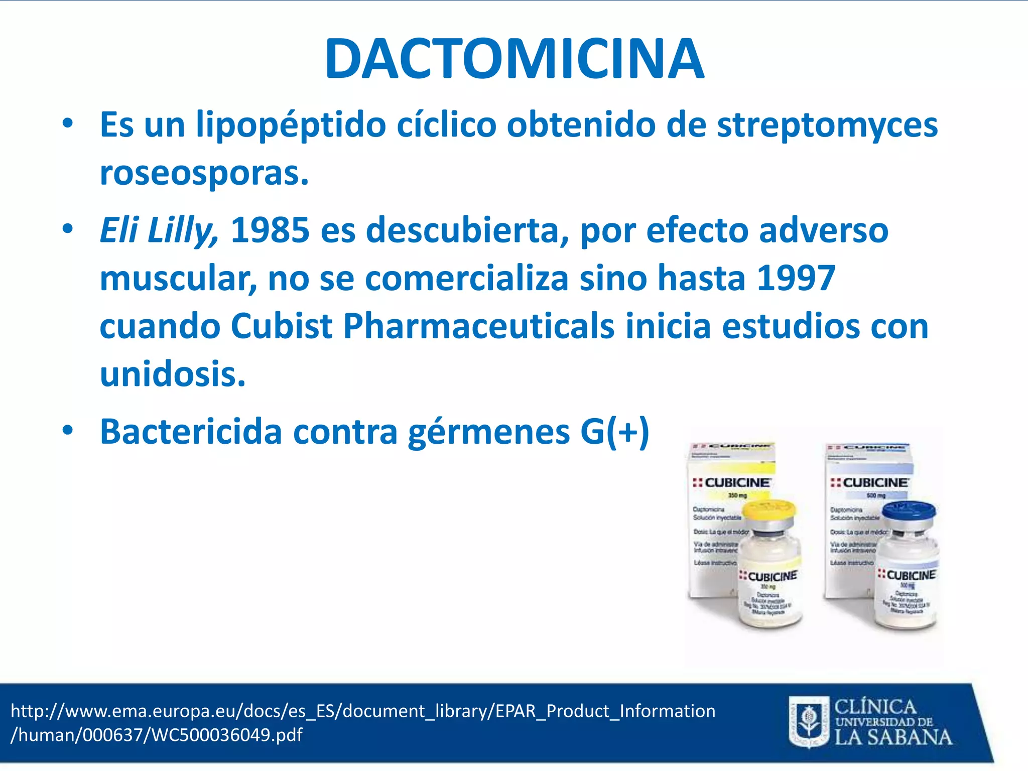 Vancomicina, linezolid, daptomicina farmacologia clinica | PPT