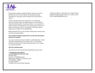 Vancomycin Hydrochloride for Injection Taj Pharma SmPC | PPT