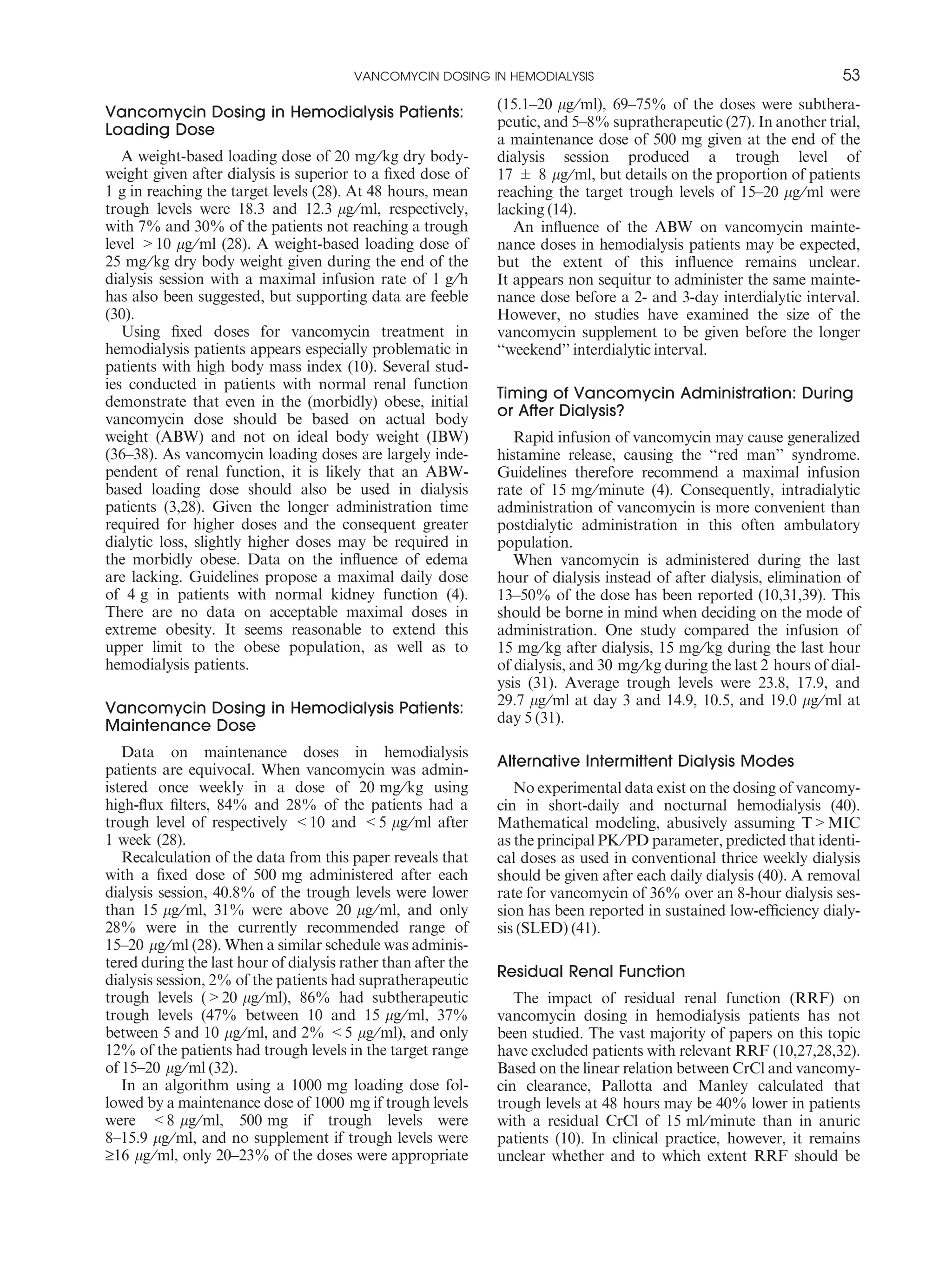 Vancomycin Dosing in Patients on Intermittent Hemodialysis | PDF