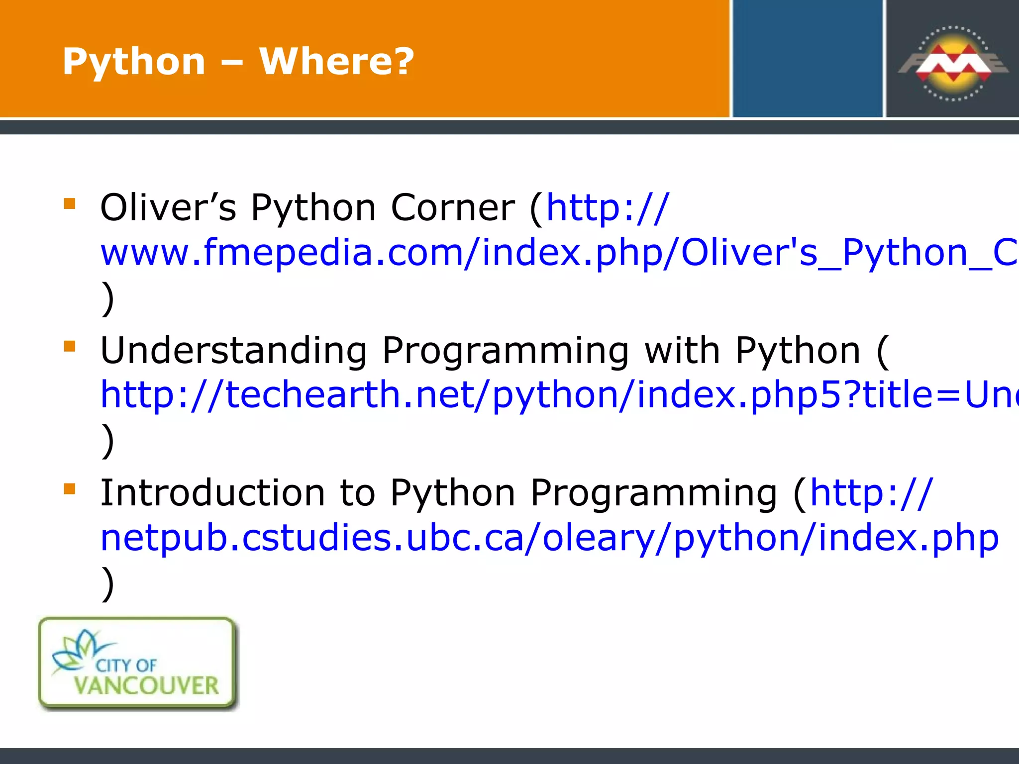 Improving FME Productivity with Python | PPT