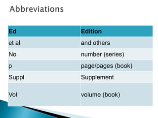 Vancouver method of reference | PPTX