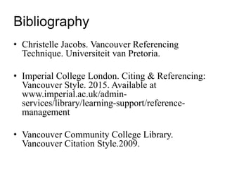 Vancouver referencing system | PPTX