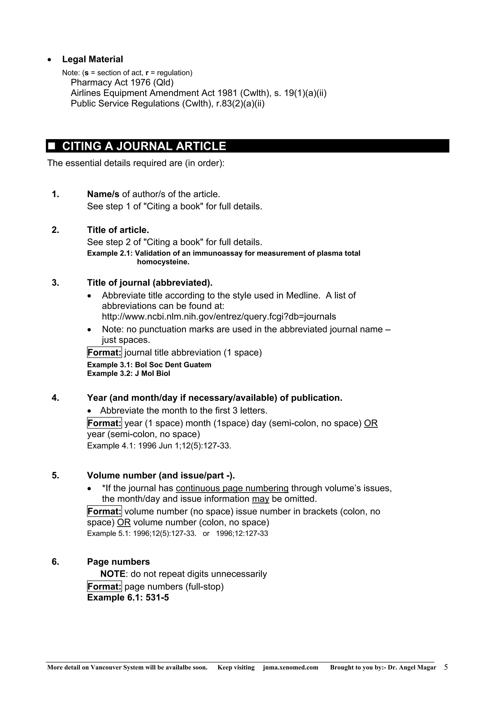 Vancouver refrencing | PDF