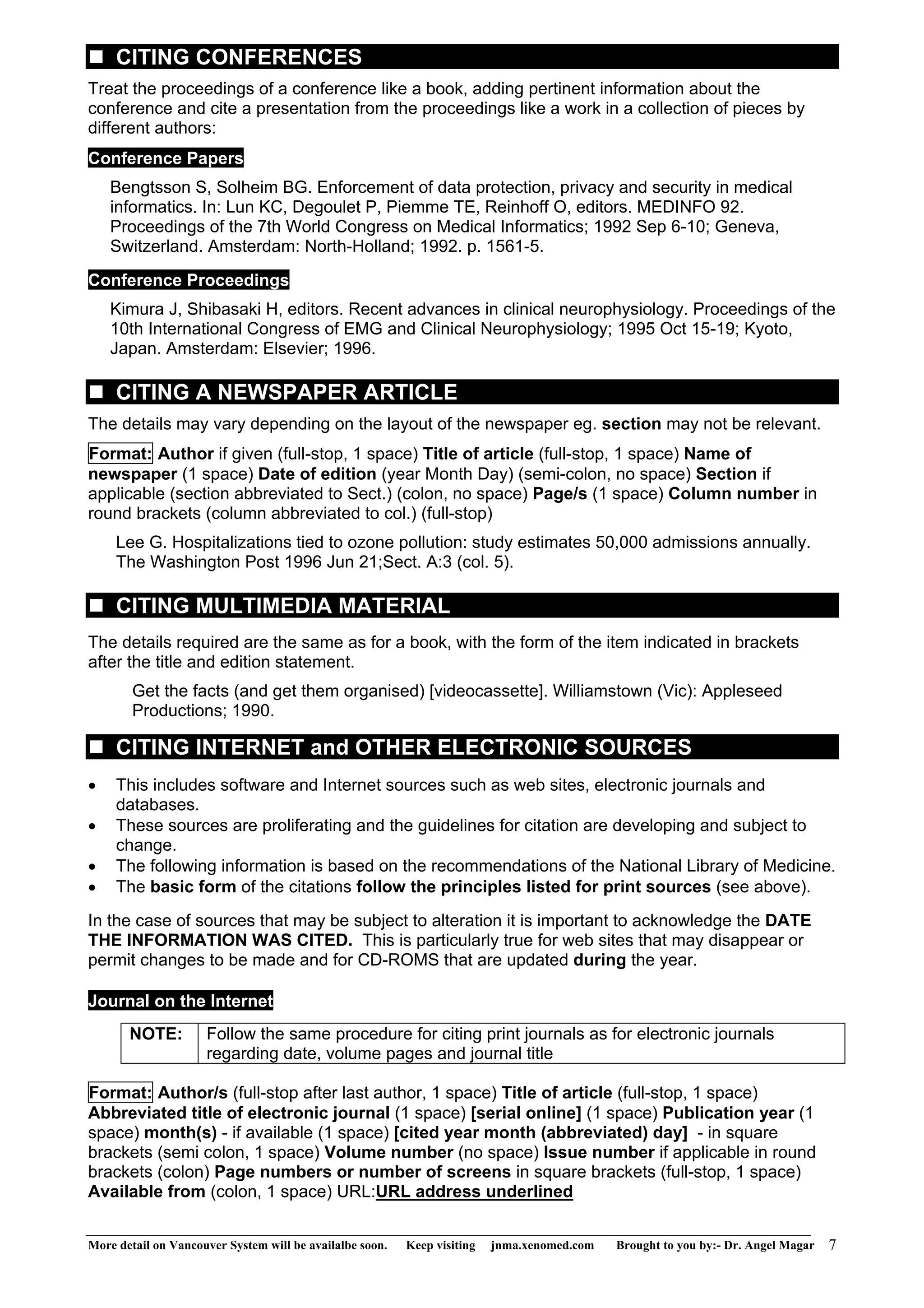 Vancouver refrencing | PDF