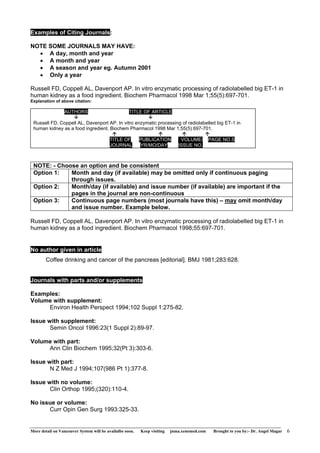 Vancouver style guidelines | PDF | Publishing Industry | Industries