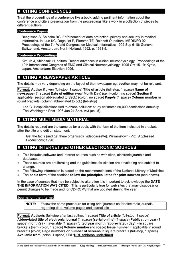 Vancouver style guidelines | PDF | Publishing Industry | Industries