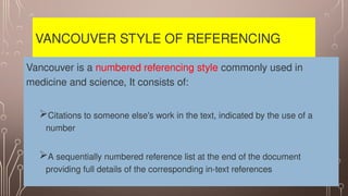 Comprehensive Guide to Vancouver Referencing Style for Academic Writing ...