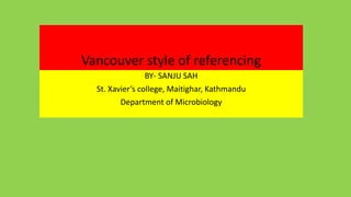 Vancouver style of referencing | PDF