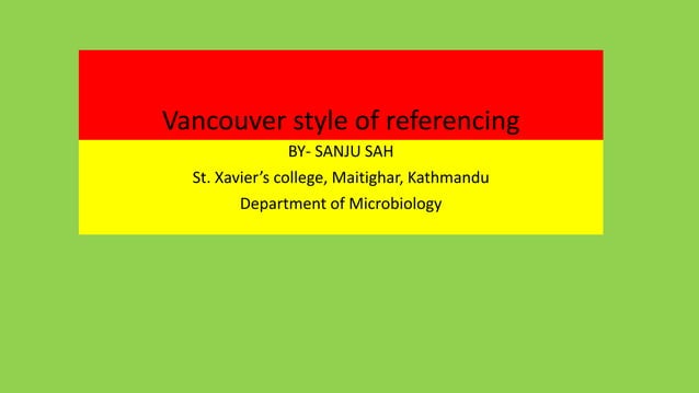 Vancouver style of referencing | PDF
