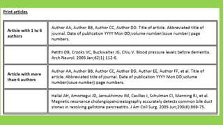 Vancouver style of referencing | PDF