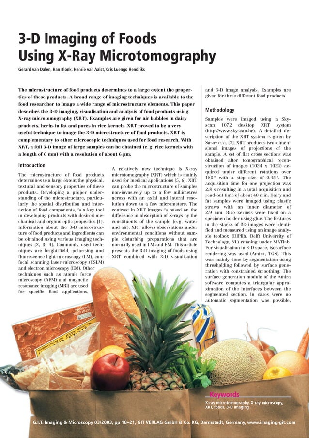 Food microstructure characterization by micro-CT | PDF | Physics | Science
