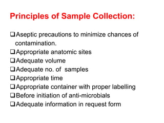 COLLECTION AND TRANSPORTATION OF CLINICAL SAMPLES | PPT