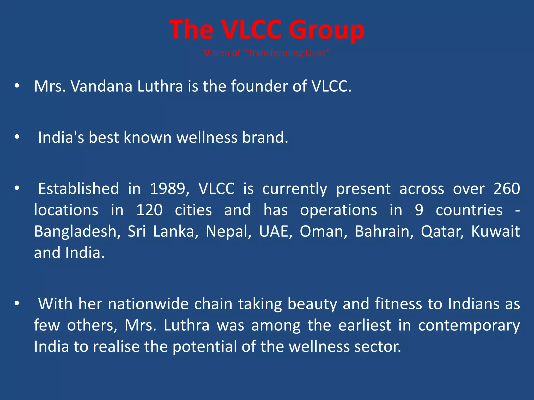 Women Entrepreneur - India : Vandana luthra curls & curves india ltd(vlcc) | PPTX
