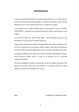 VANDAN's SUMMER INTERNSHIP PROJECT REPORT (MBA IN AGRIBUSINESS ...