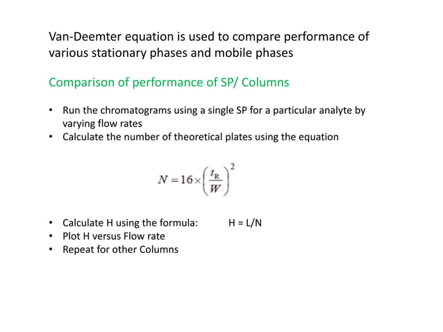 Van deemter equation | PPTX | Chemistry | Science