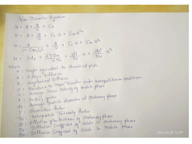 Van deemter equation | PPTX | Chemistry | Science