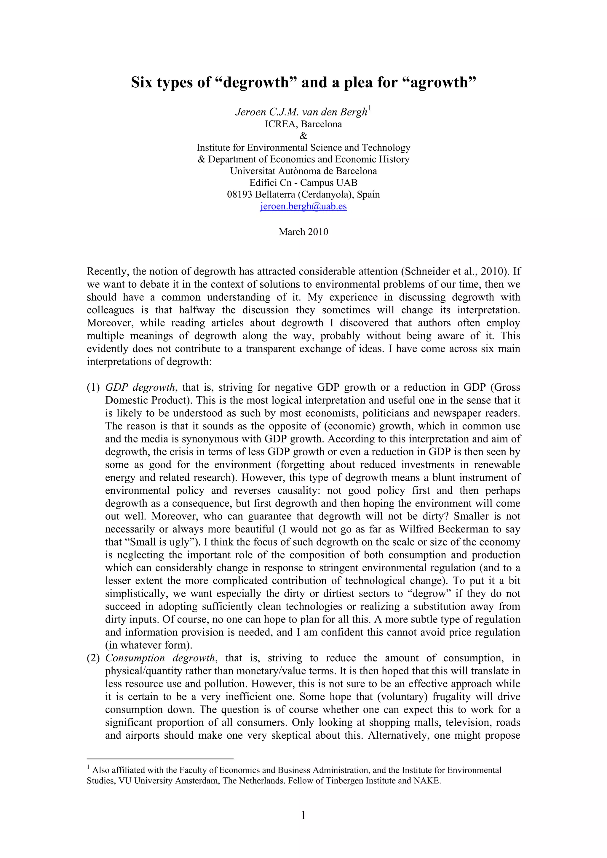 Six types of “degrowth” and a plea for “agrowth” | PDF