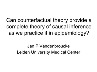 weon preconference 2013 vandenbroucke counterfactual theory causality ...