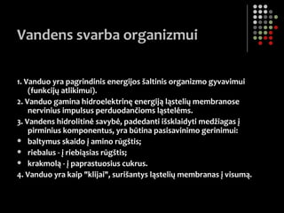 Vandens reikšmė žmogaus organizmui | PPT