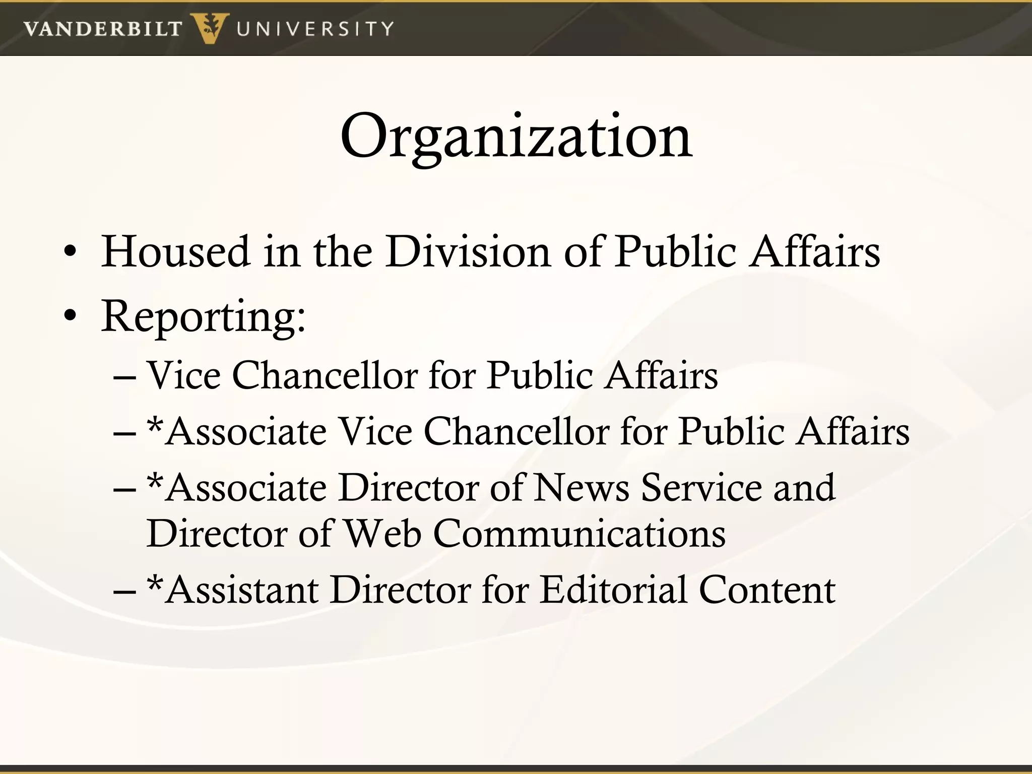 Vanderbilt newsroom structure | PPT