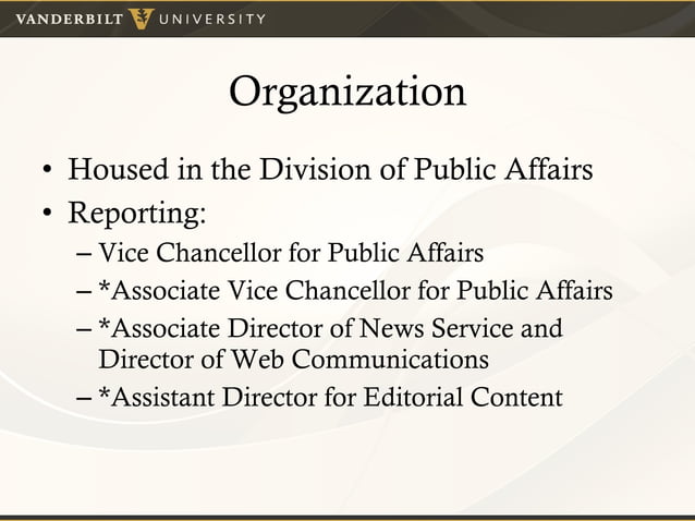 Vanderbilt newsroom structure | PPT