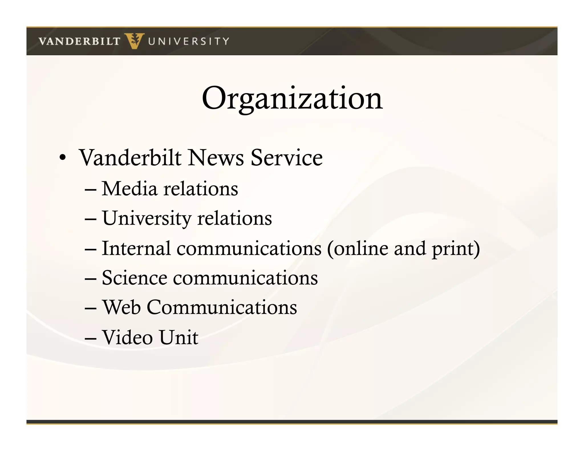 Vanderbilt newsroom structure | PDF