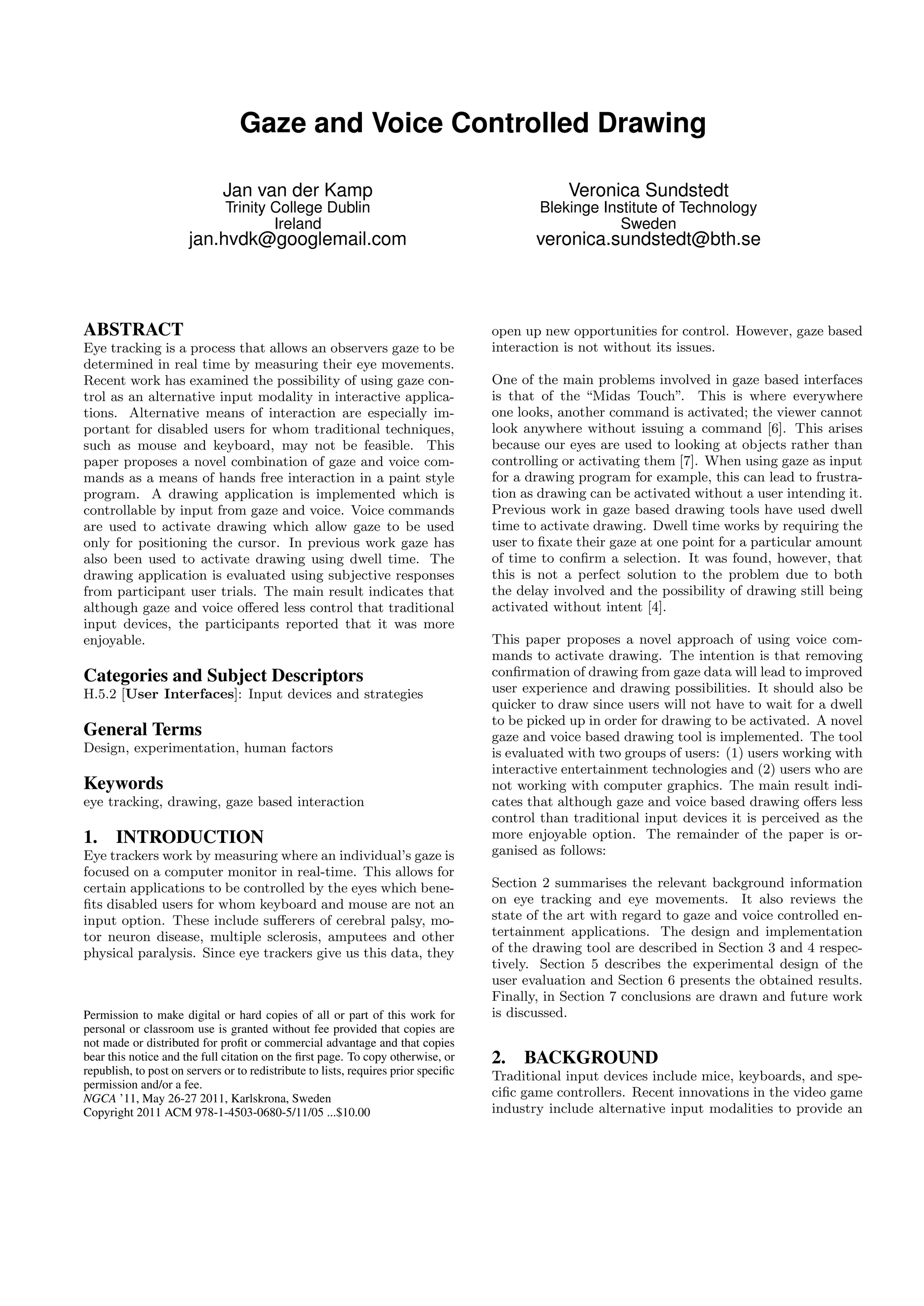 Van der kamp.2011.gaze and voice controlled drawing | PDF