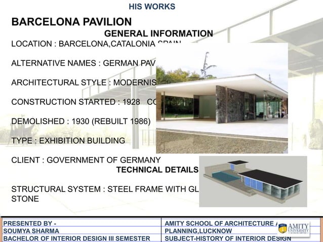 LUDWIG MIES VAN DER ROHE - WORK AND PHILOSOPHY | PPTX