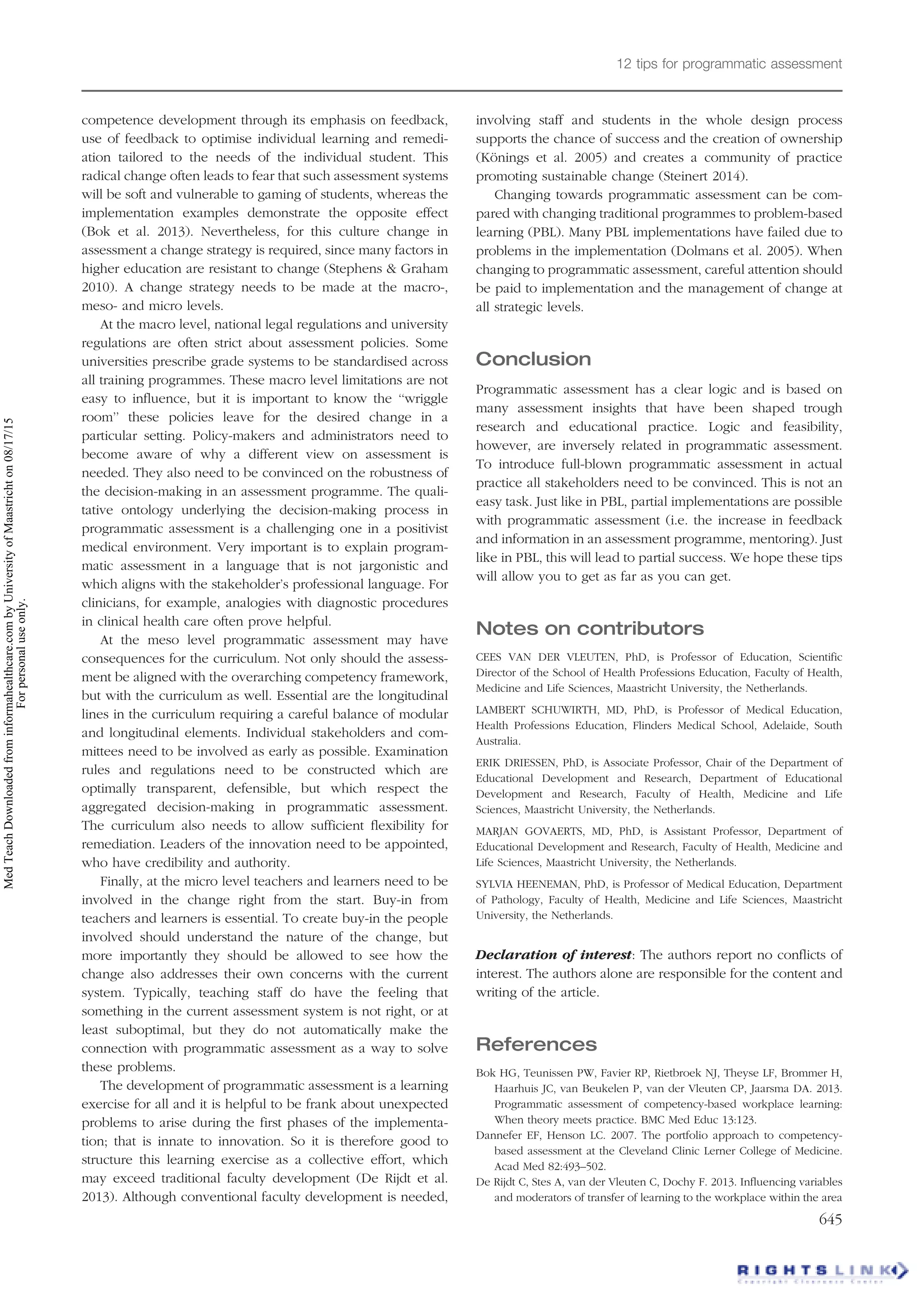 Van der vleuten_-_twelve_tips_for_programmatic_assessment | PDF