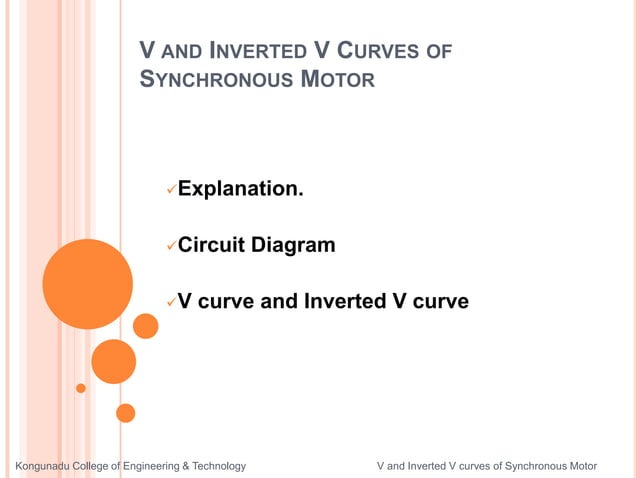 V and inverted v curves of synchronous motor | PPTX | Physics | Science