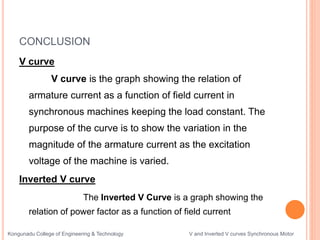 V and inverted v curves of synchronous motor | PPTX