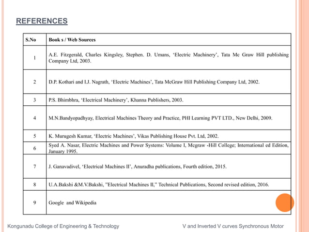 V and inverted v curves of synchronous motor | PPTX | Physics | Science