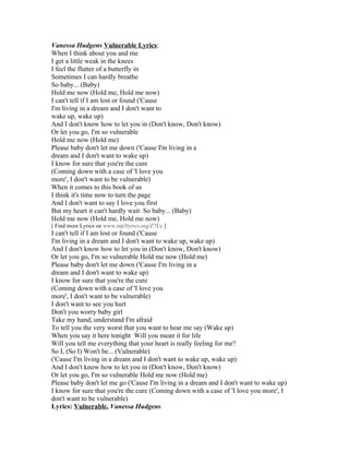 Vanessa Hudgens Vulnerable Lyrics | DOC