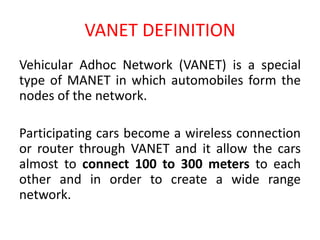 VANET in Mobile Computing | PPTX | Computer Networking | Computing