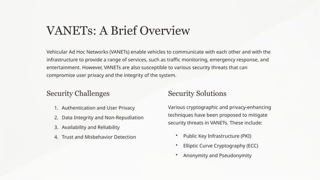 Basic Concept Of Vanet Security Challenges And Solutions Pptx Computer Networking Computing