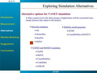 VANET Simulation - Jamal Toutouh | PPT | Computer Networking | Computing