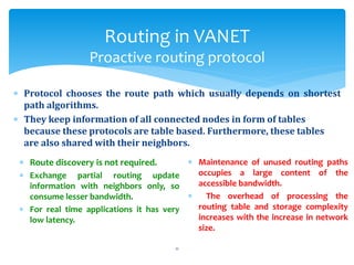 Vanet routing protocols issues and challenges | PPTX