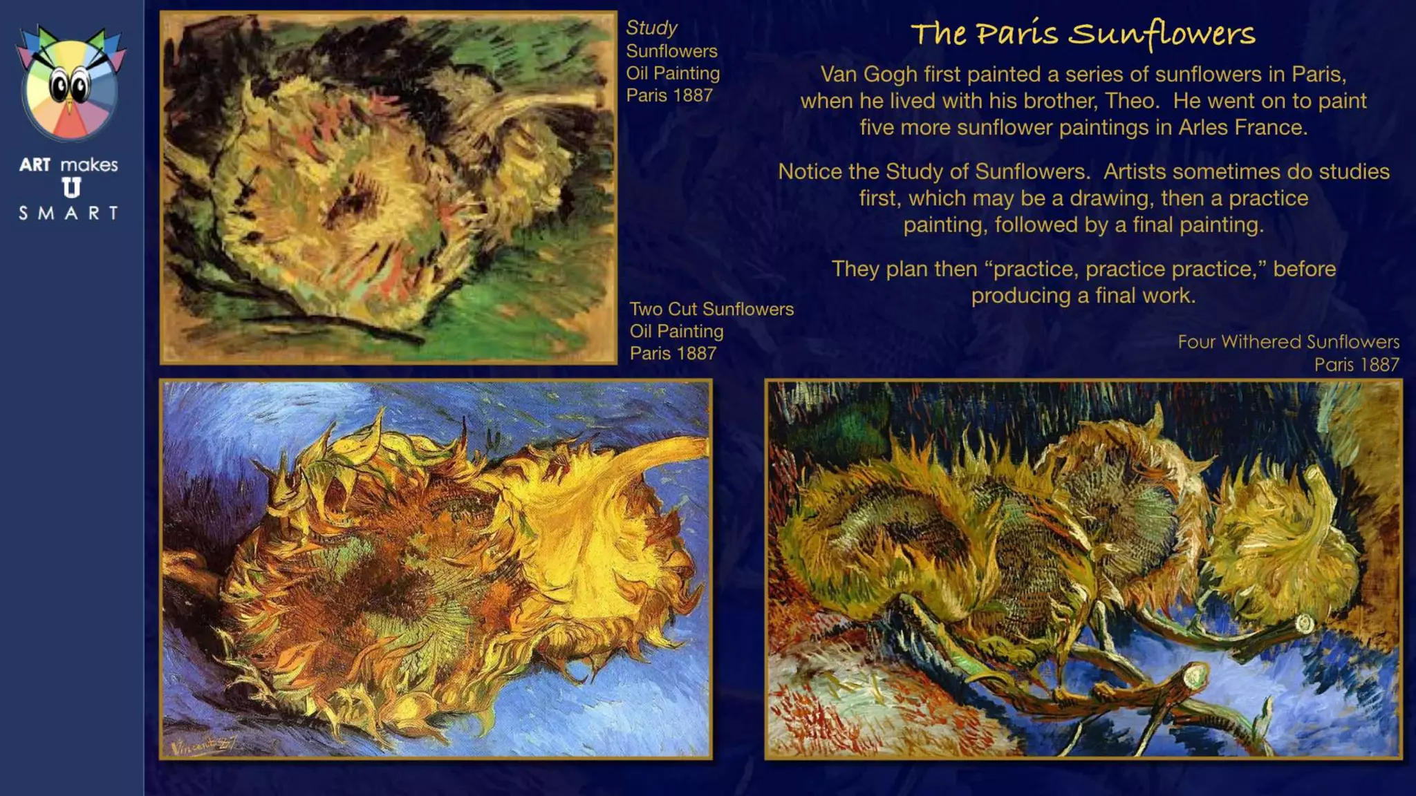 Van Gogh Sunflowers Educational Slides | PPTX