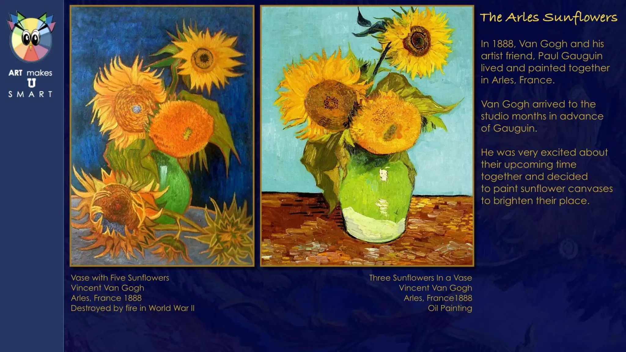 Van Gogh Sunflowers Educational Slides | PPTX