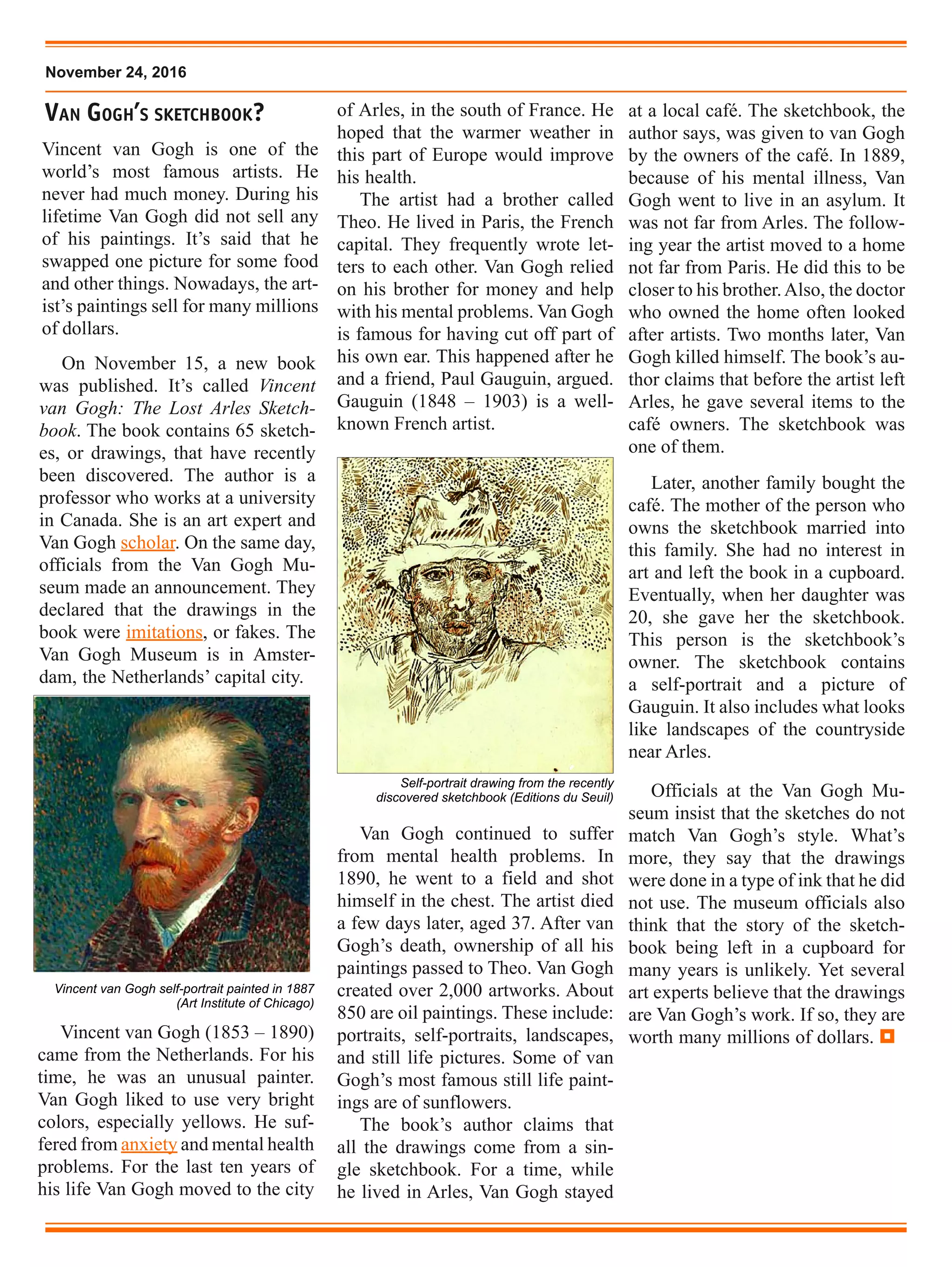 Van gogh's sketchbook | PDF