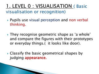 VAN HIELE LEVELS OF GEOMETRIC THINKING.pptx