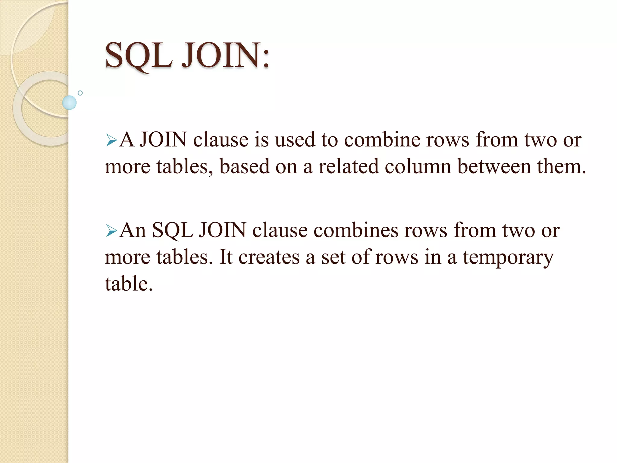 joins and subqueries in big data analysis | PPTX