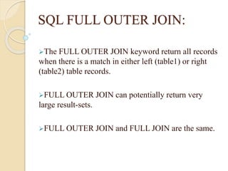 joins and subqueries in big data analysis | PPTX