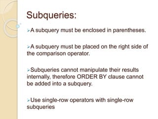 joins and subqueries in big data analysis | PPTX