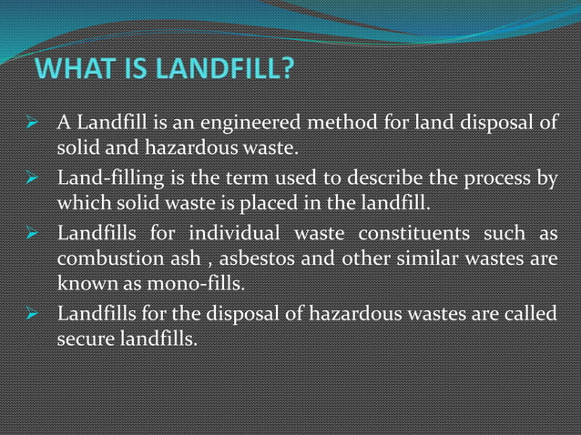 solid waste management to landfills | PPTX