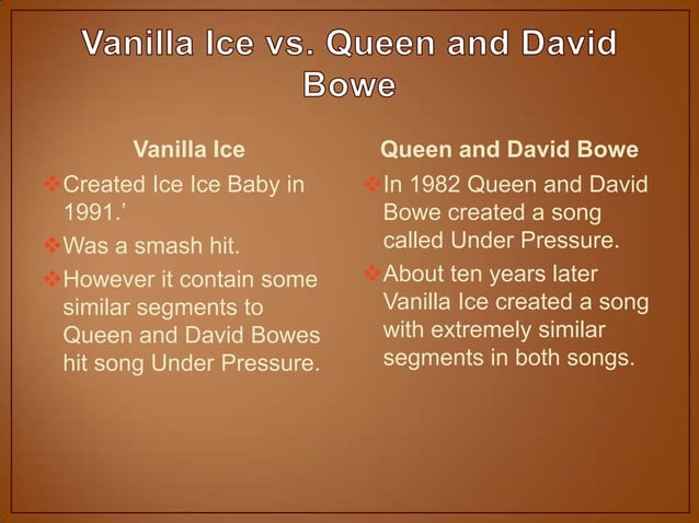 Vanilla ice vs Queen and David Bowe | PPTX
